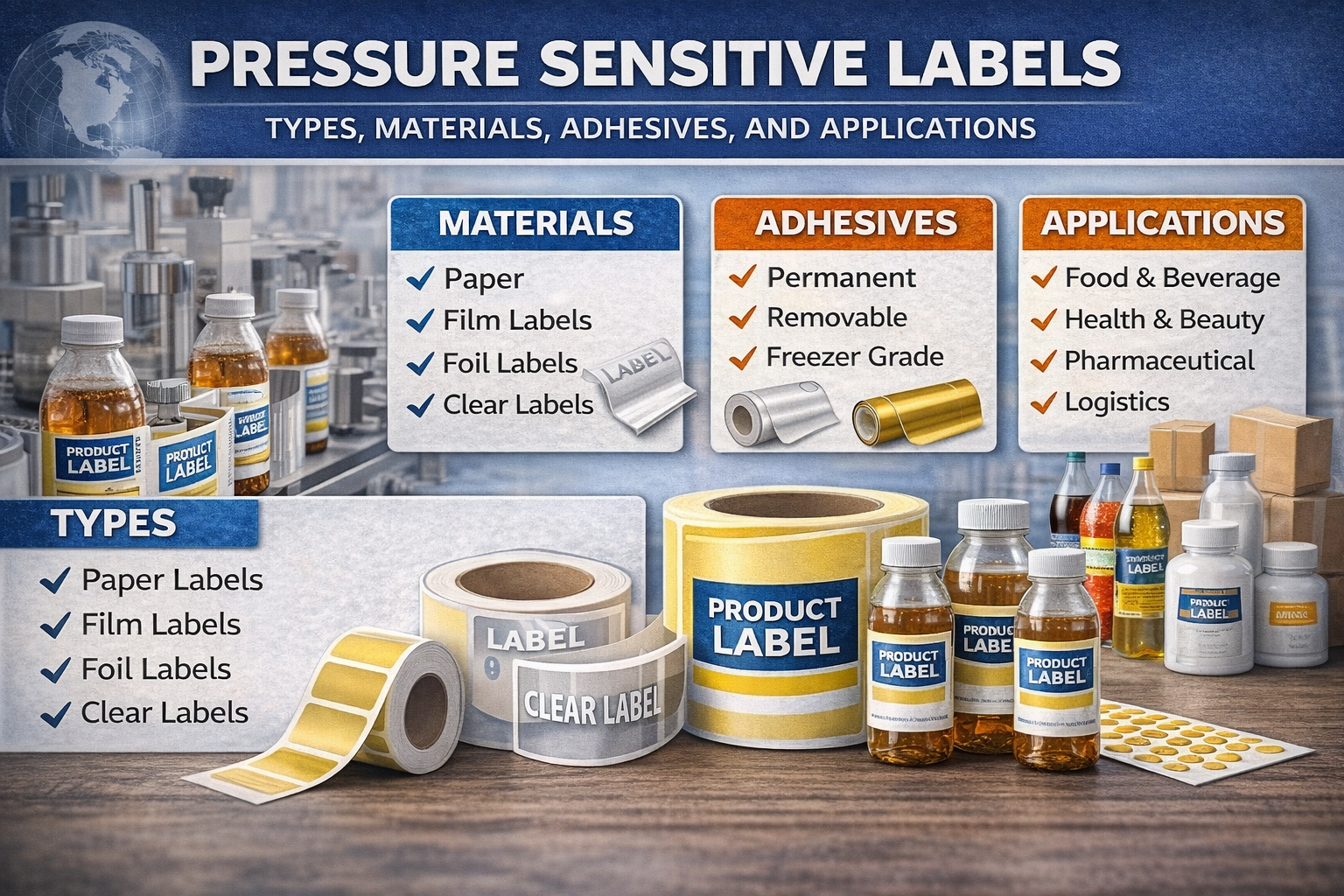 Pressure Sensitive Labels: Types, Materials, Adhesives, and Applications